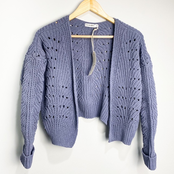 moon & madison | Sweaters | Nwt Moon Madison Blue Chunky Knit Cardigan ...